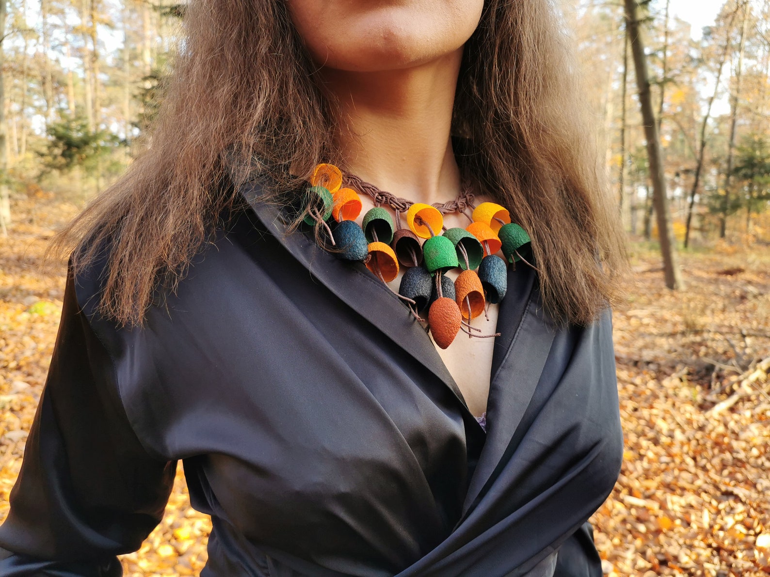 Autumn Silk Cocoon Necklace; Silkworm Cocoon Jewelry, Indian Summer ...