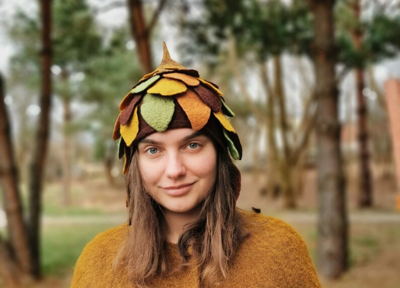 Tree Inspired Wet Felted Hat, Forest Fantasy Hat, Cosplay Beanie ...