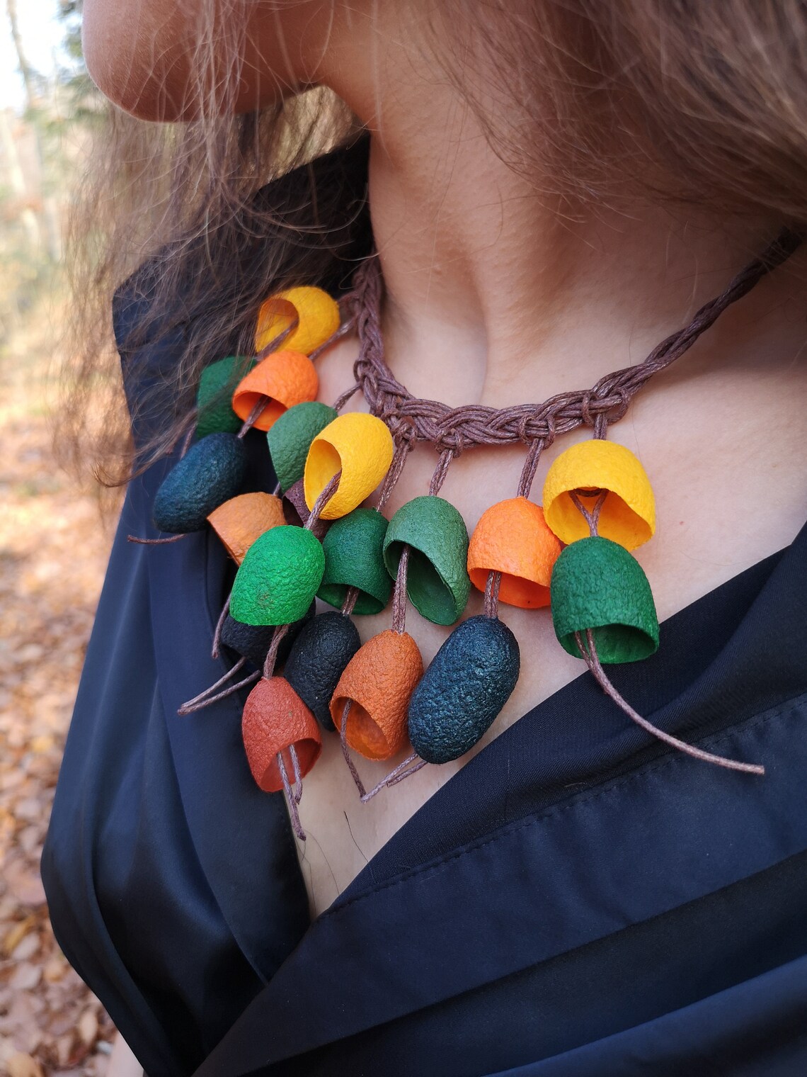 Autumn Silk Cocoon Necklace Silkworm Cocoon Jewelry, Indian Summer ...