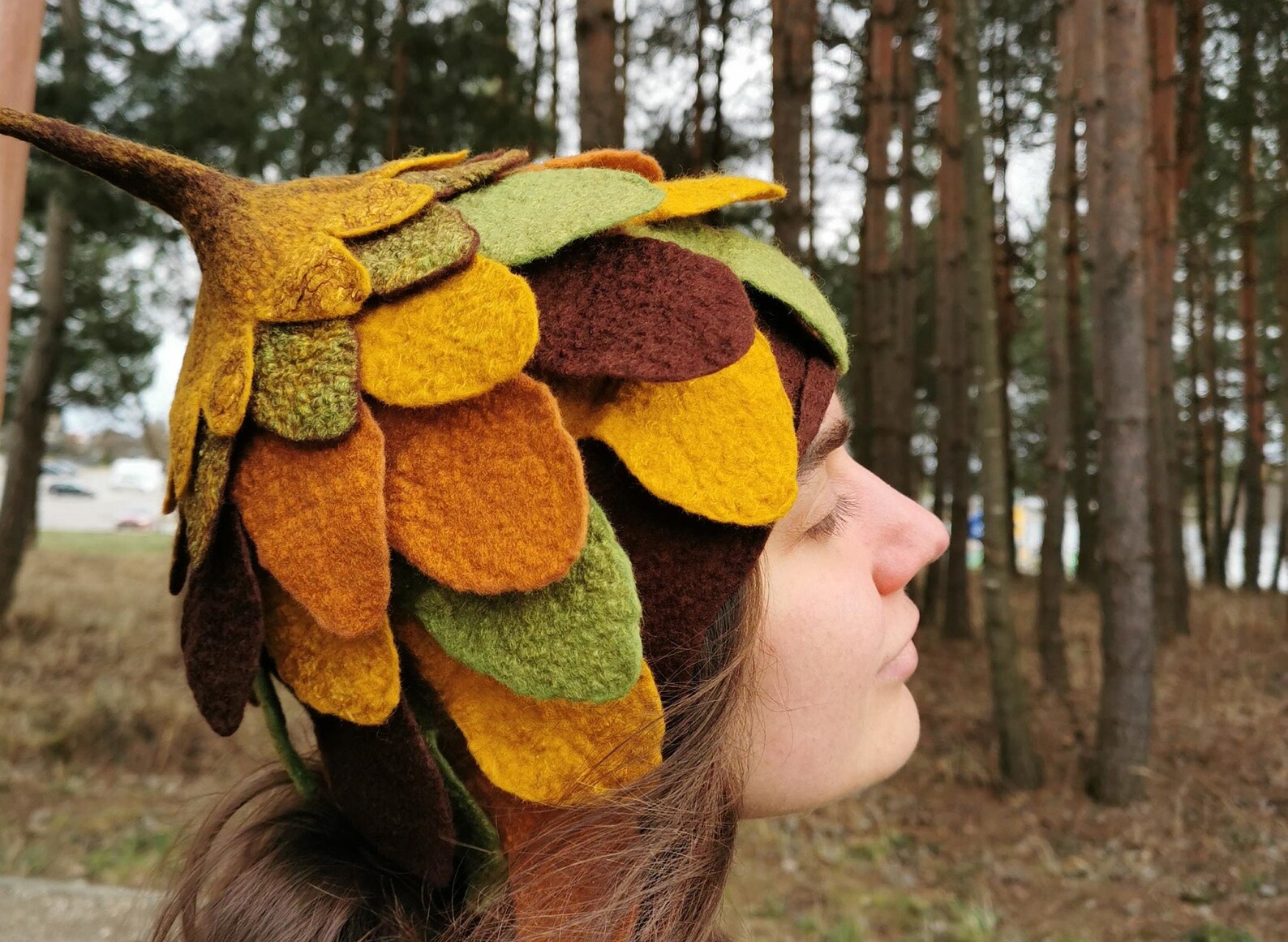 Tree Inspired Wet Felted Hat, Forest Fantasy Hat, Cosplay Beanie ...