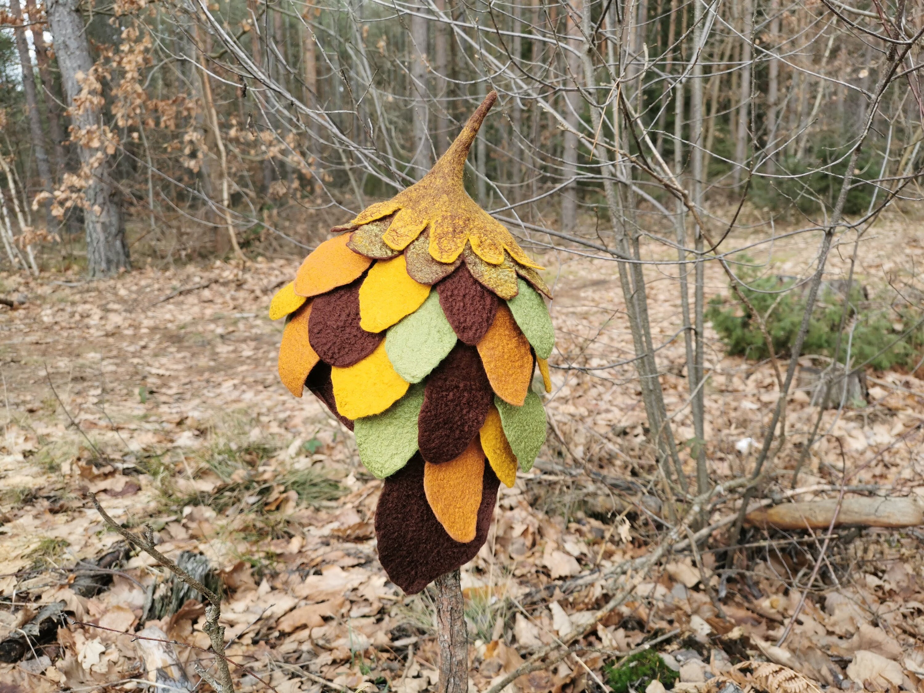 Tree Inspired Wet Felted Hat, Forest Fantasy Hat, Cosplay Beanie ...