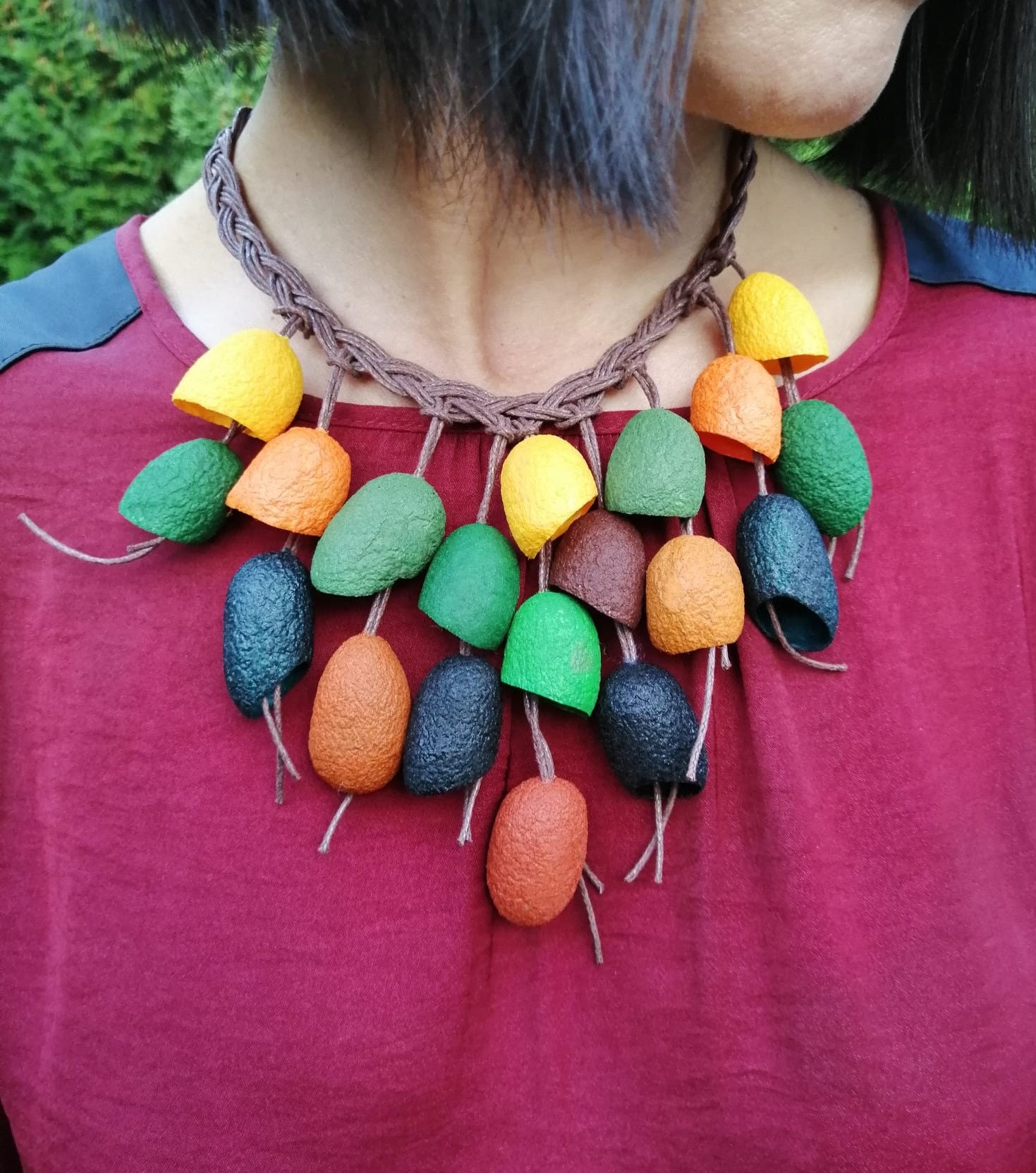 Autumn Silk Cocoon Necklace; Silkworm Cocoon Jewelry, Indian Summer ...