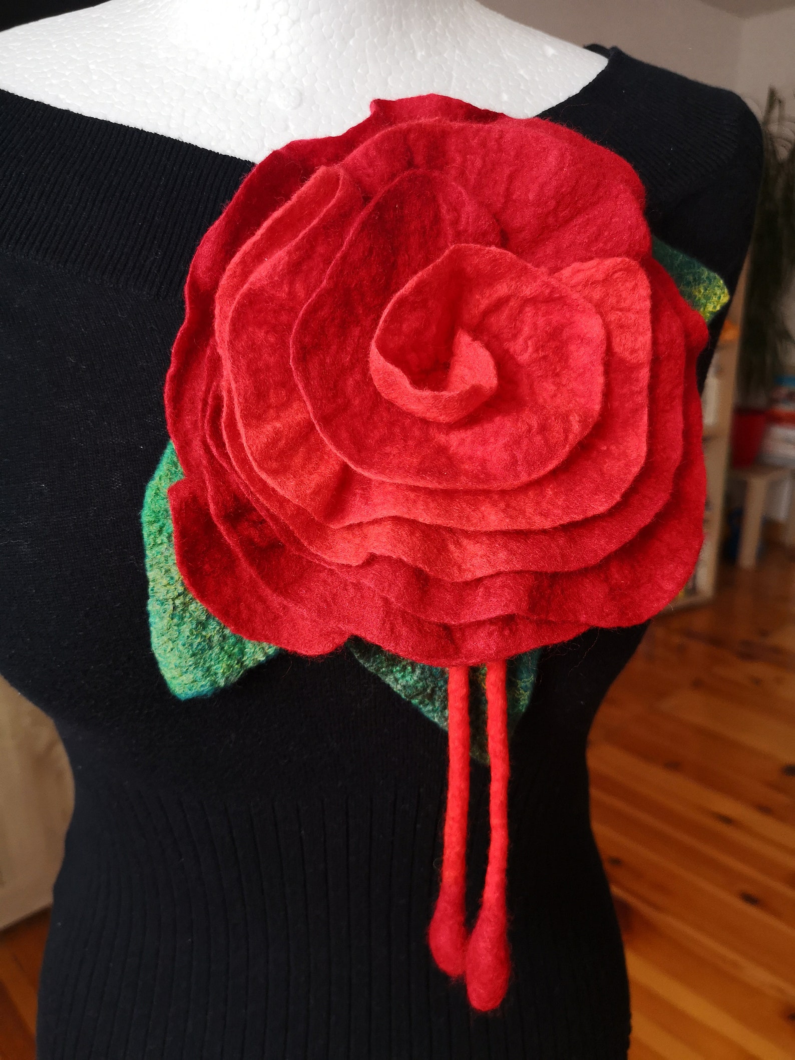Big Red Rose Brooch Flower Pin Wool Jewellery - Etsy Ireland