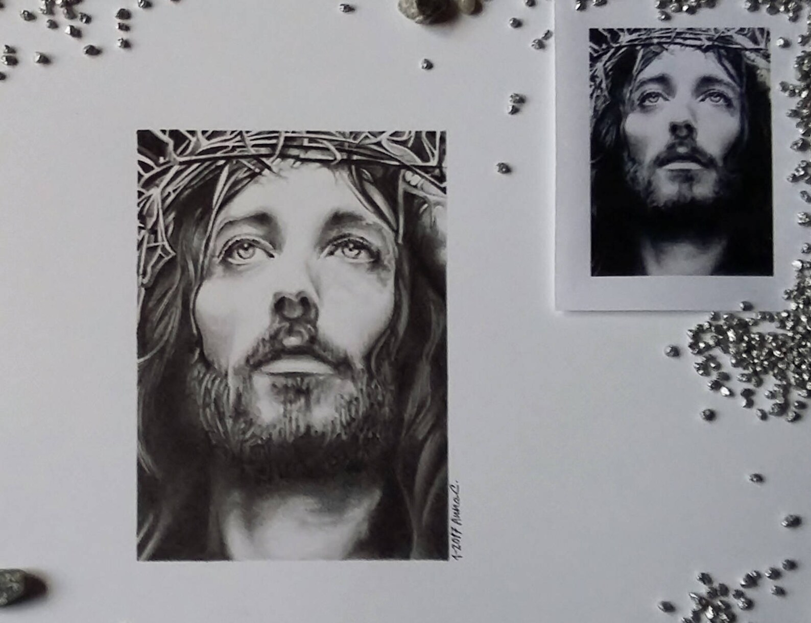 Drawing of Jesus Portrait Religious Pencil Drawing Custom | Etsy UK