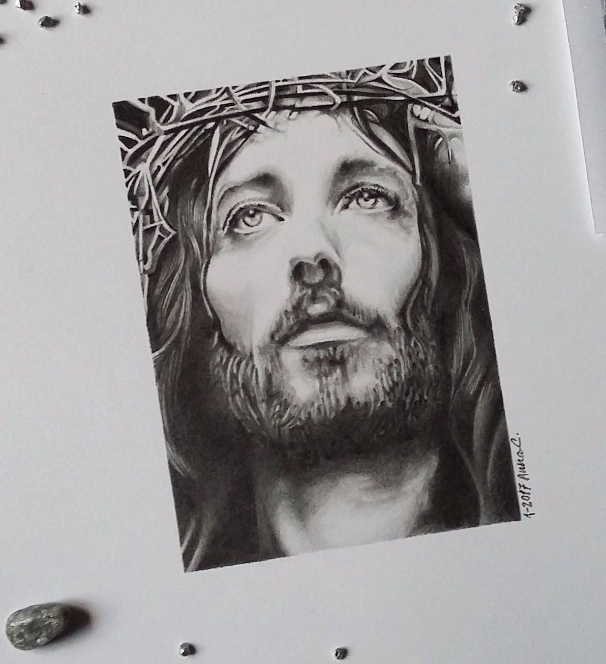 Drawing of Jesus Portrait Religious Pencil Drawing Drawing - Etsy UK