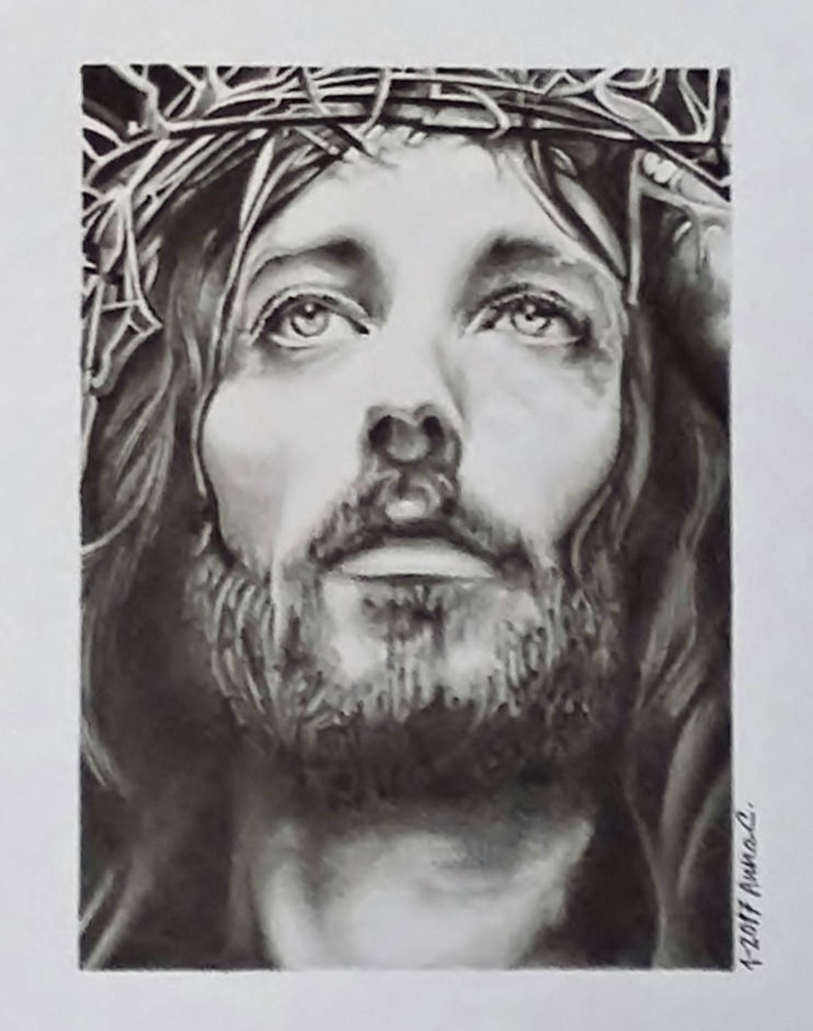 Dibujo de Jesús Retrato Lápiz religioso Dibujo fotográfico - Etsy España