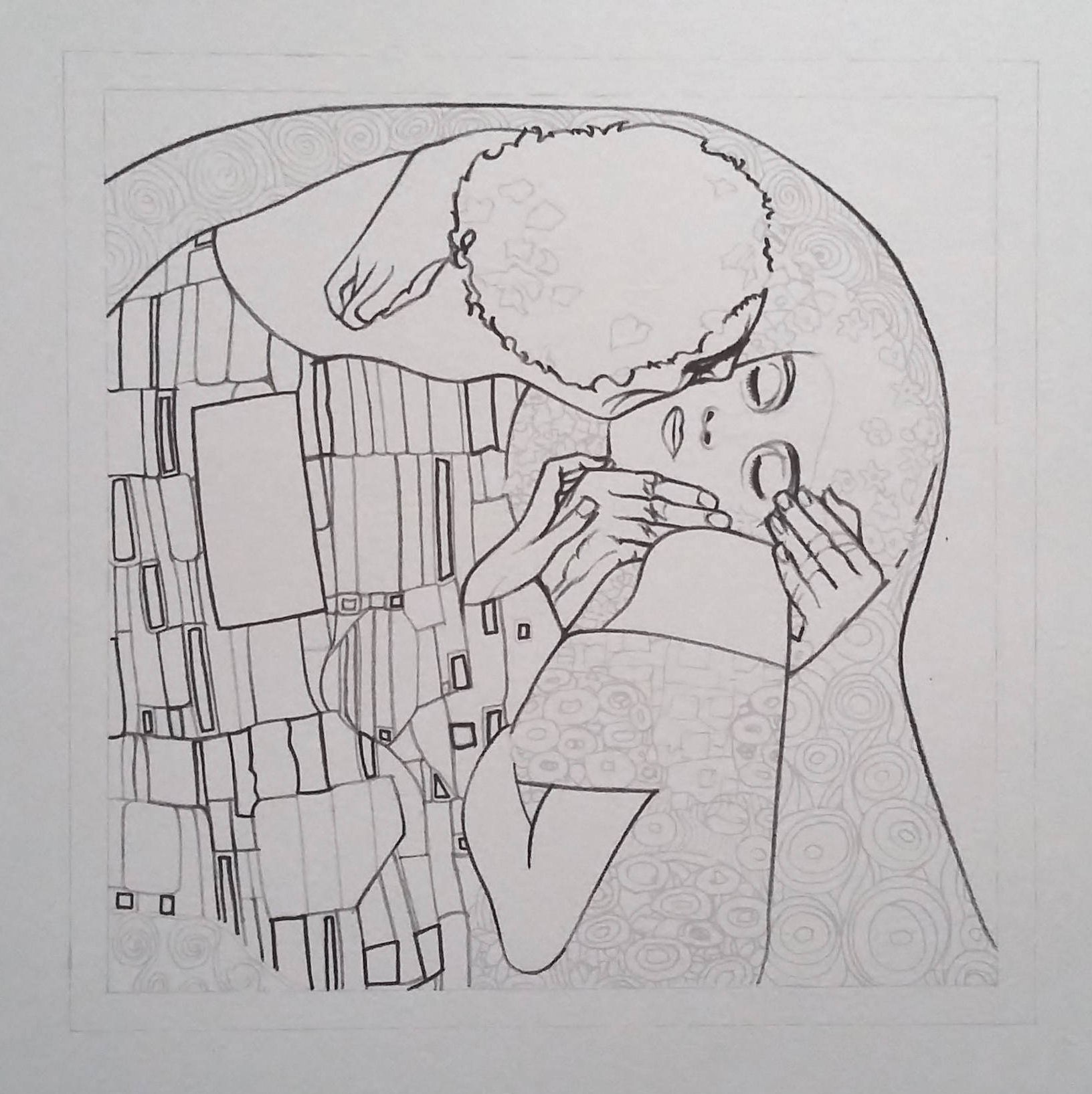 Klimt "Il Bacio" Copia Quadro famoso Disegno grafico artistico Disegno ...