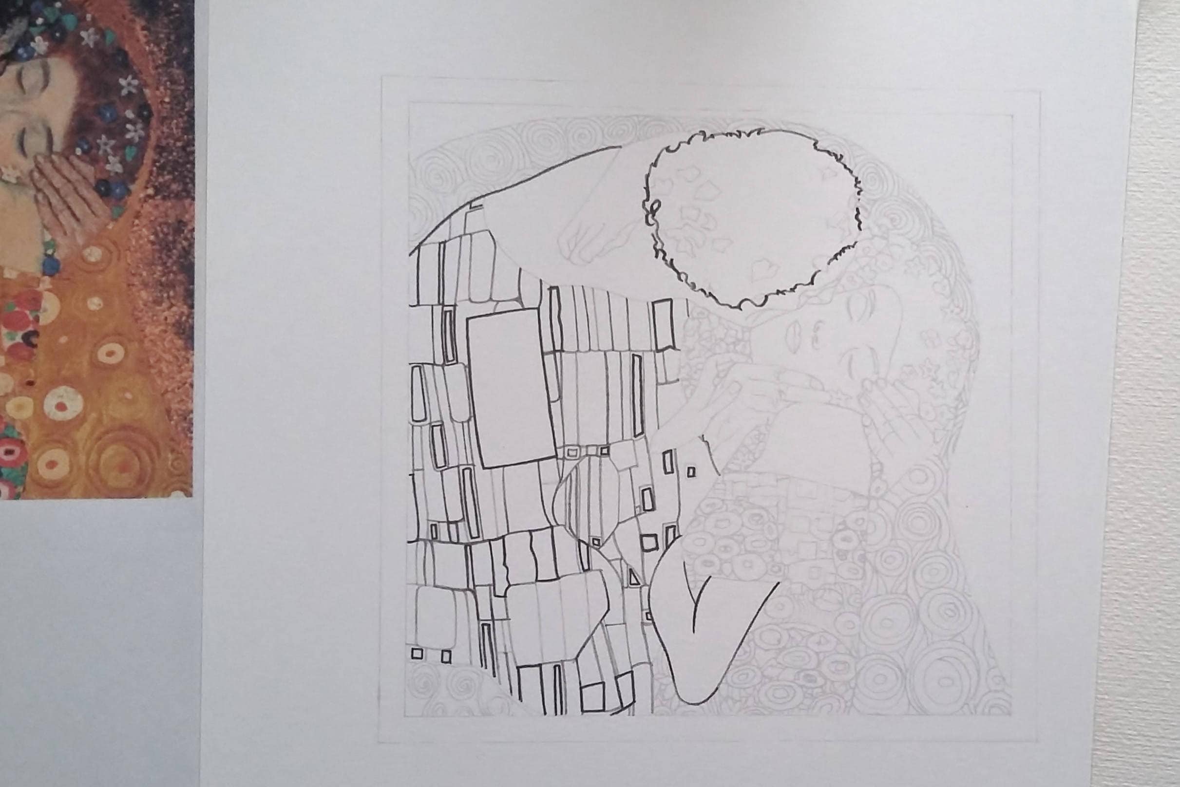 Klimt "Il Bacio" Copia Quadro famoso Disegno grafico artistico Disegno ...