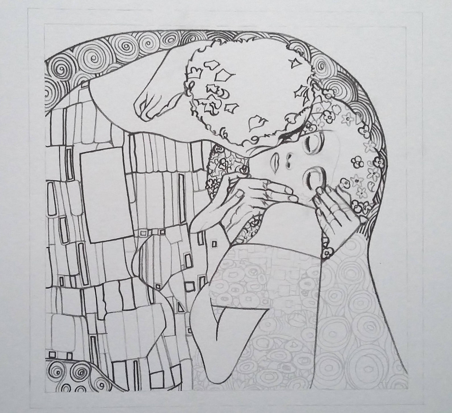 Klimt "Il Bacio" Copia Quadro famoso Disegno grafico artistico Disegno ...