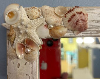 Pink Accents Oval Custom Seashell Mirror - Etsy