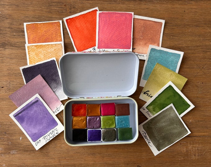 Watercolour Paint Set Handmade 12 Half Pan Colors FUN PALETTE VIII - Etsy