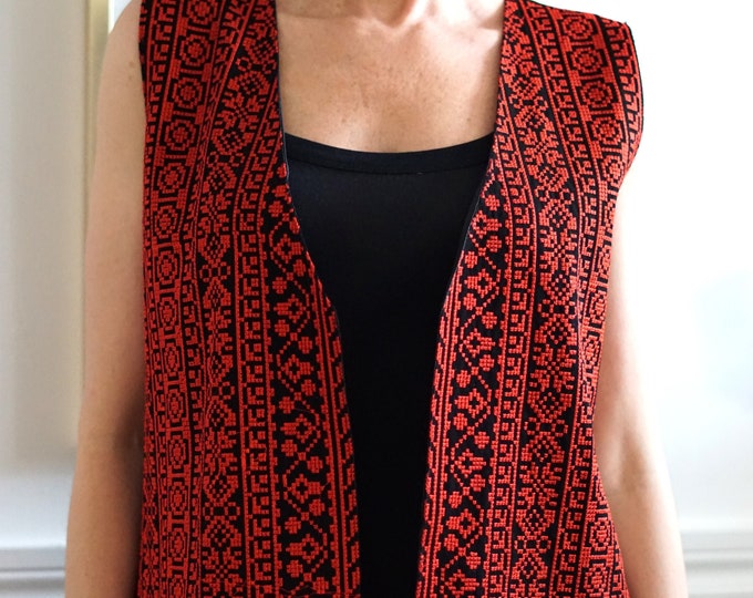 Palestinian Black & Red Middle Eastern Ethnic Machine-embroidered Thigh ...