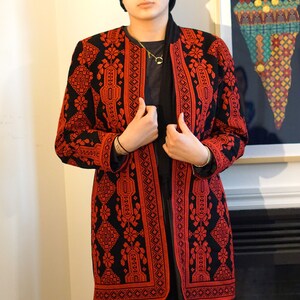 Palestinian Modern & Unique Floral Embroidery/tatreez Long Sleeve Open ...
