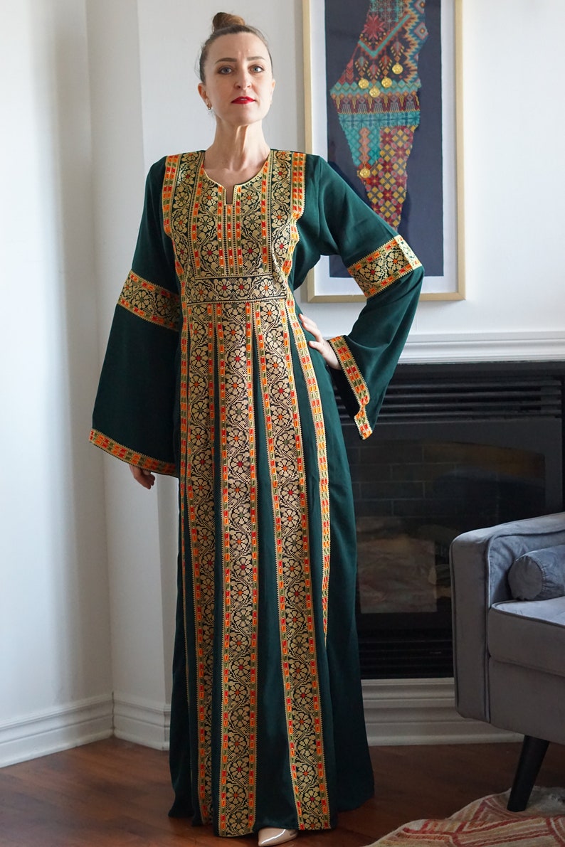 Palestinian Traditional Fit & Flare Tatreez/embroidery Long Sleeve ...