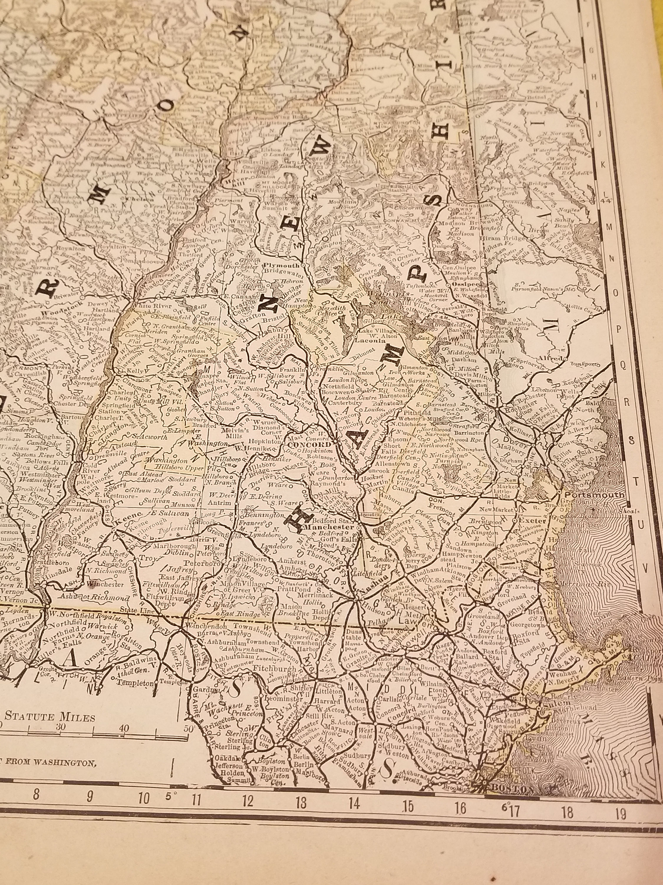 Vermont and New Hampshire Antique Maps Circa 1891 Publisher - Etsy Polska