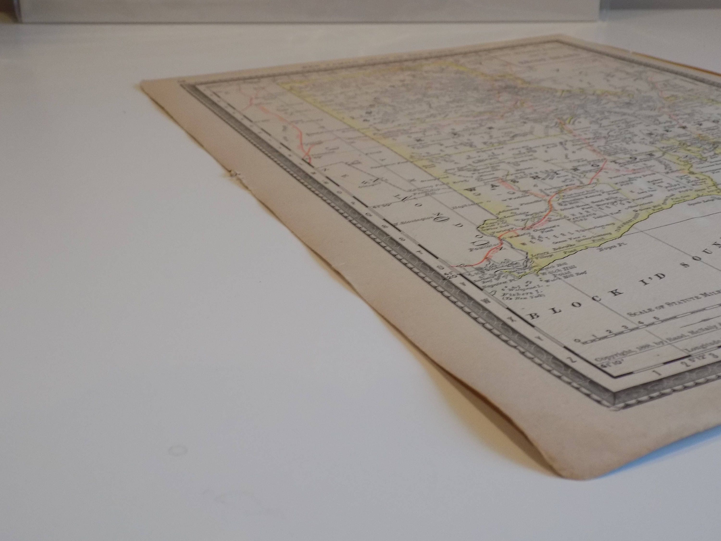 Rhode Island Antique Map, RI Map, Old Map, Rand Mcnally, 1891 Atlas ...