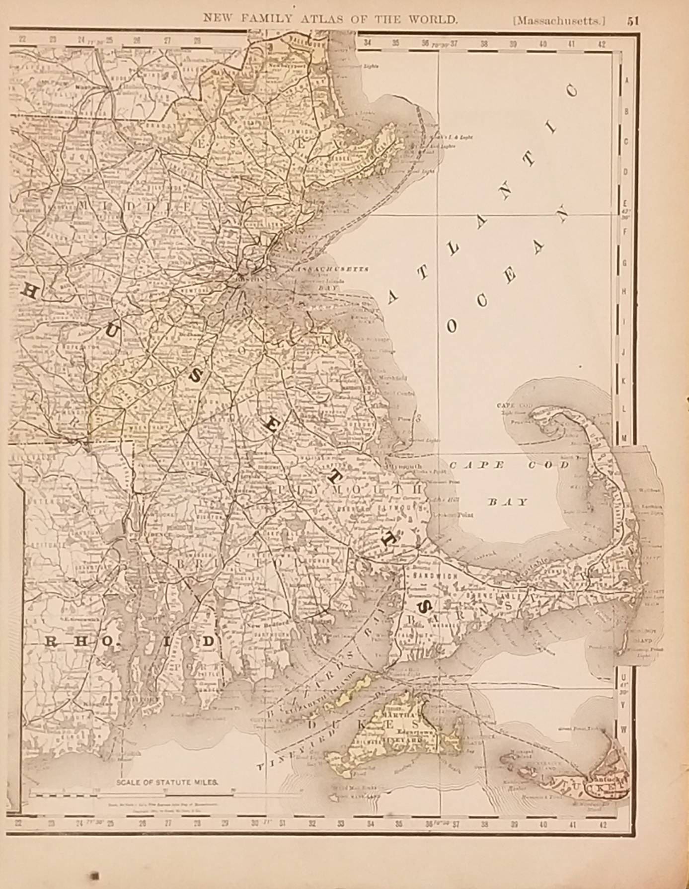 Rhode Island Antique Map, RI Map, Old Map, Rand Mcnally, 1891 Atlas ...