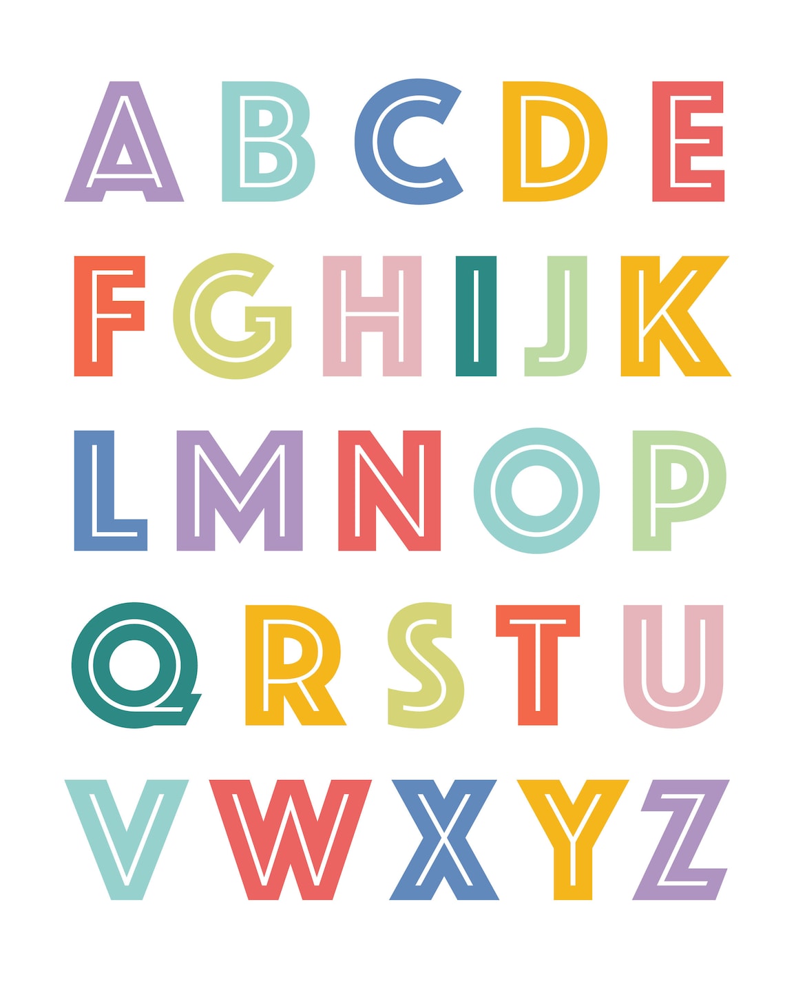 ABC Alphabet Capital Letters Poster | 8.5x11 | Print Out Digital ...