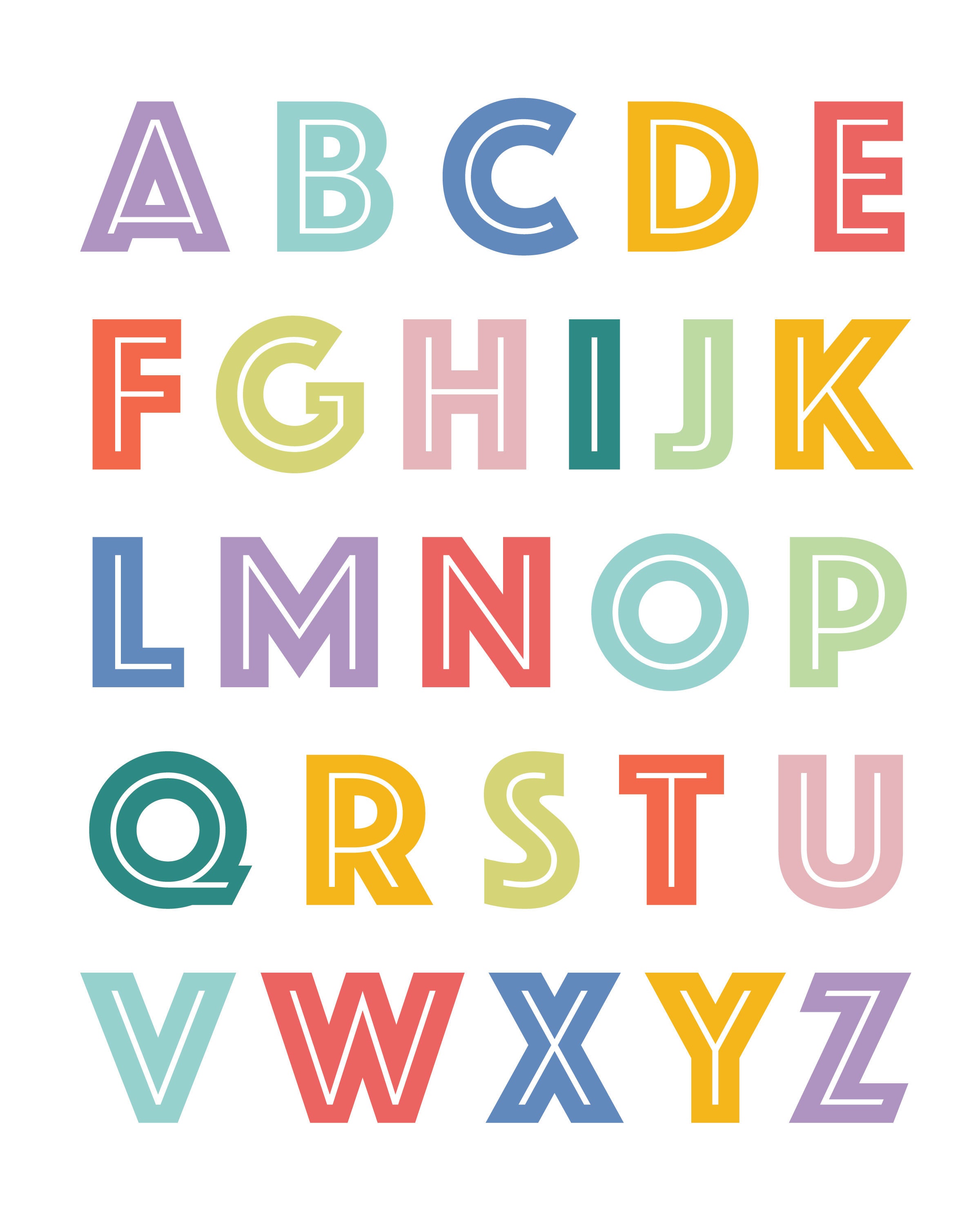 ABC Alphabet Capital Letters Poster | 8.5x11 | Print Out Digital ...