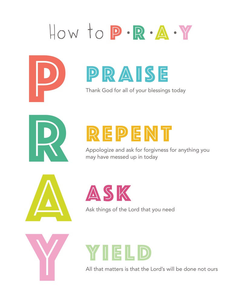 How to Pray Kids Room Decor: Christian Homeschool Print (digital ...
