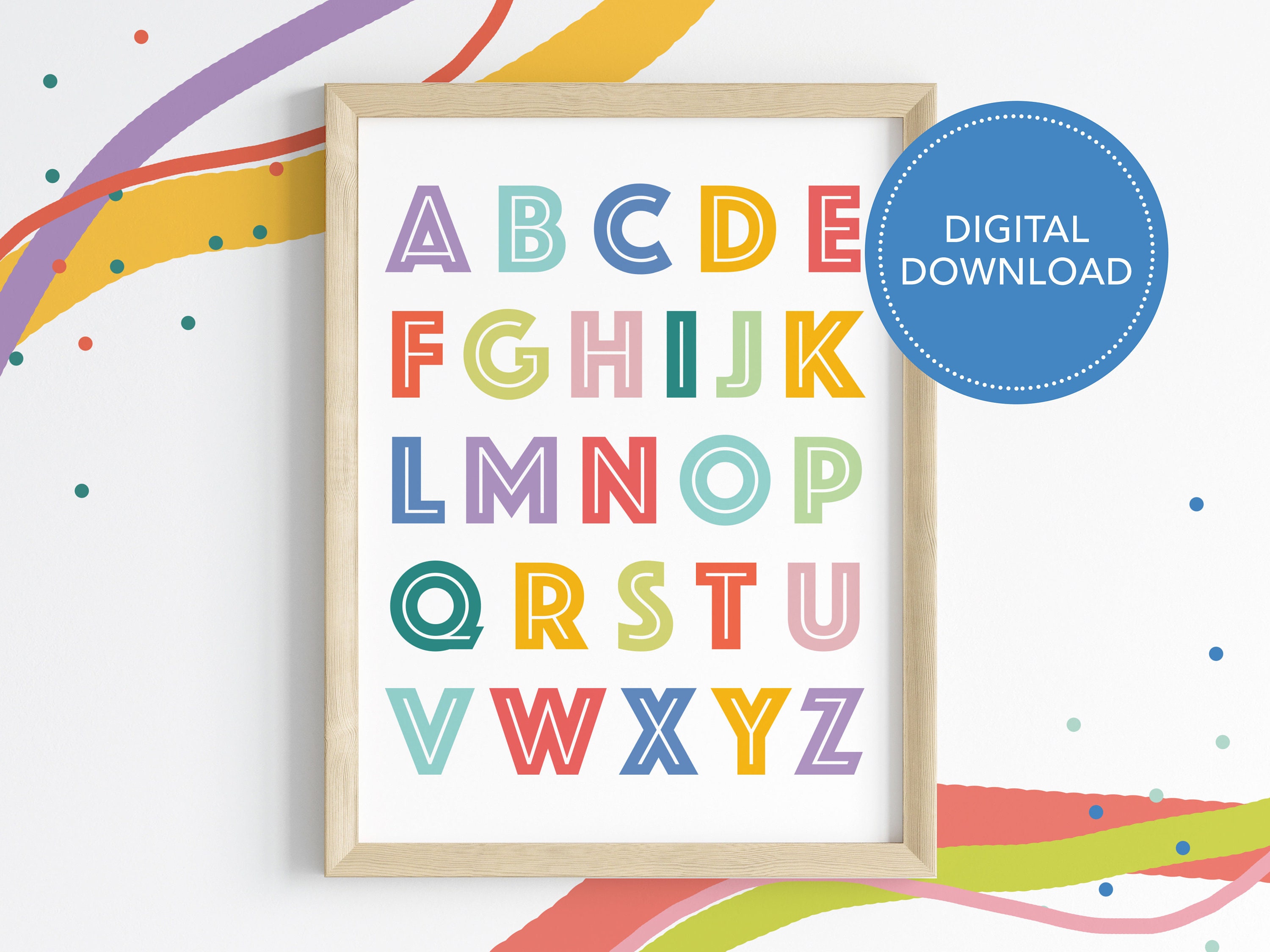 ABC Alphabet Capital Letters Poster | 8.5x11 | Print Out Digital ...