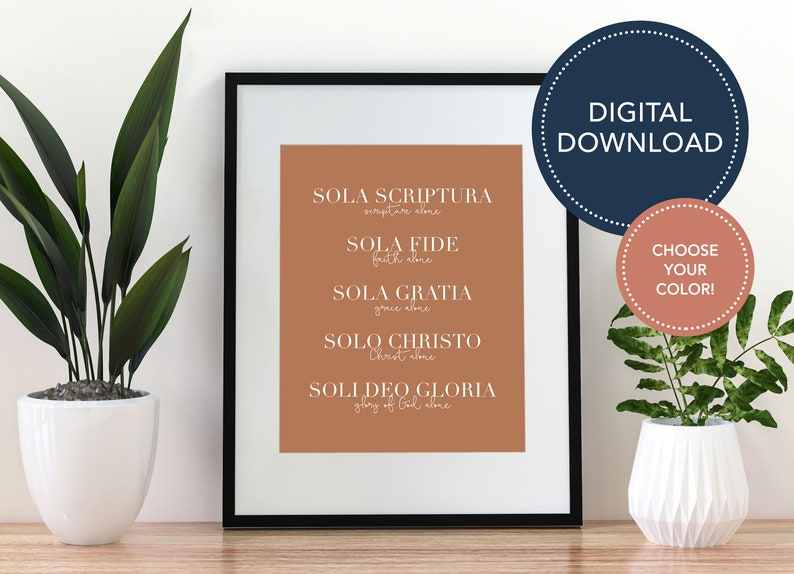 Five Solas | 8x10 | Custom Color | Digital Download | Christian Decor ...