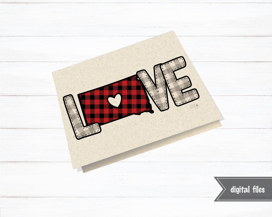 Love South Dakota State Buffalo Plaid Applique Sublimation - Etsy