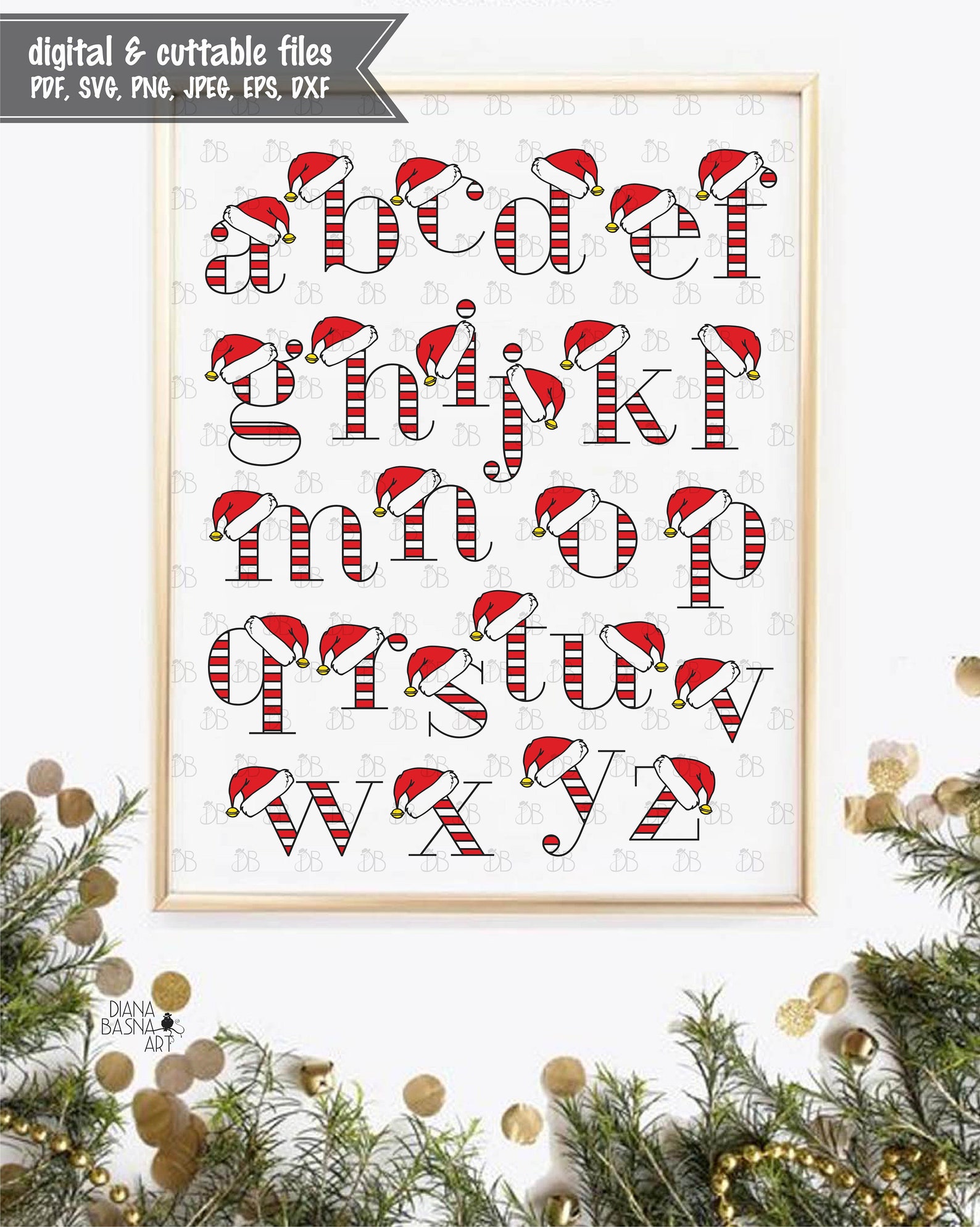Santa Hat Alphabet Svg Cut File - INSTANT DIGITAL DOWNLOAD - Capital ...