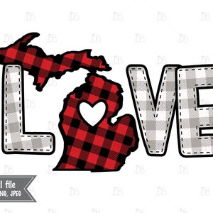 Love Michigan State Buffalo Plaid Sublimation Graphic - Instant DIGITAL ...