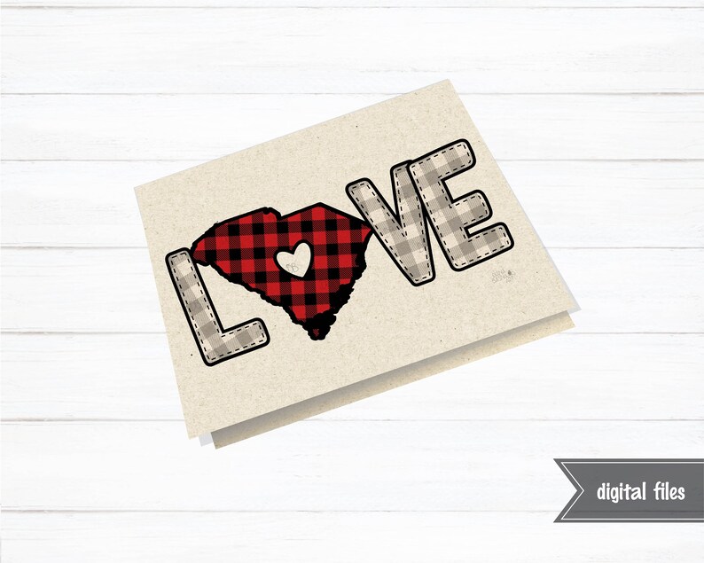 Love South Carolina State Buffalo Plaid Applique Sublimation - Etsy