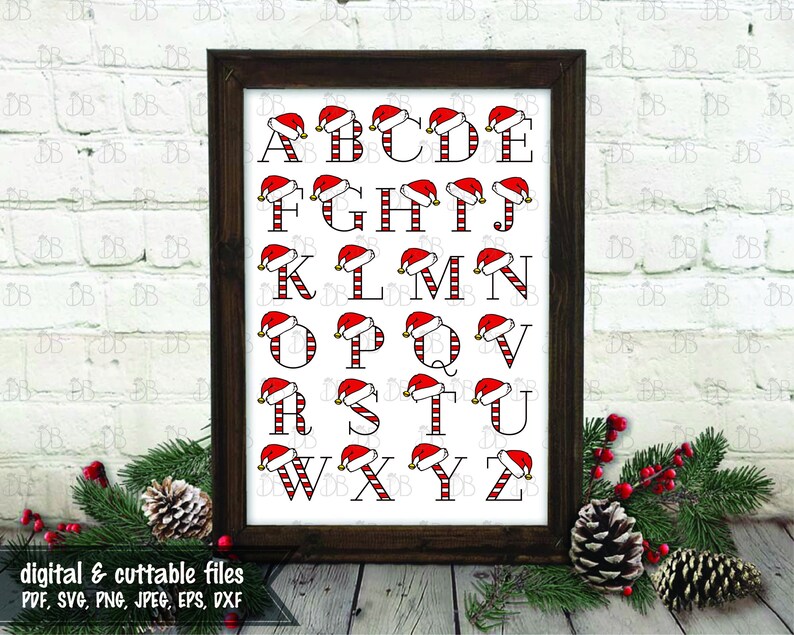 Santa Hat Alphabet Svg Cut File - INSTANT DIGITAL DOWNLOAD - Capital ...