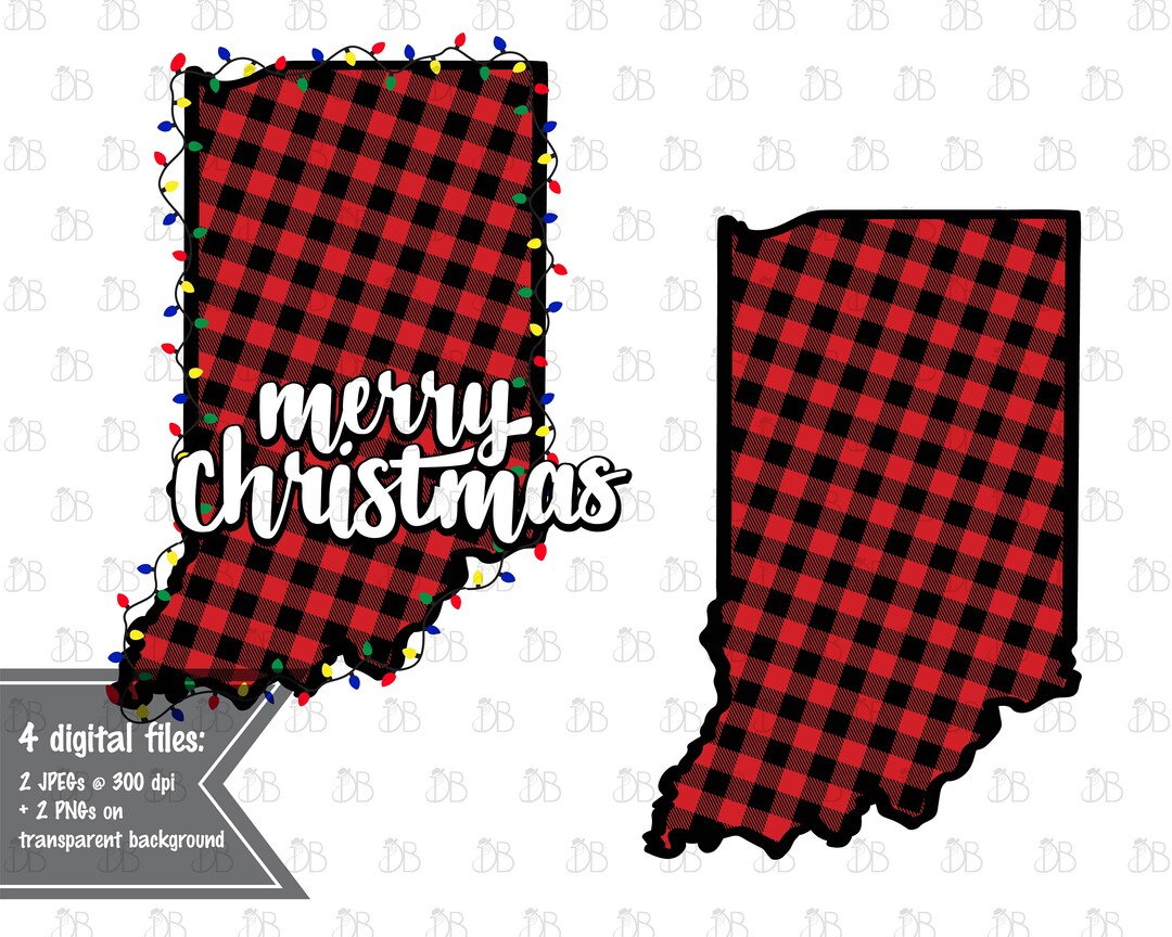 Indiana Buffalo Plaid Merry Christmas - Red and Black - Christmas ...