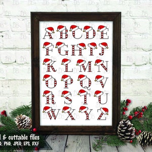 Santa Hat Capital Letters Alphabet Svg Cut File - INSTANT DIGITAL ...