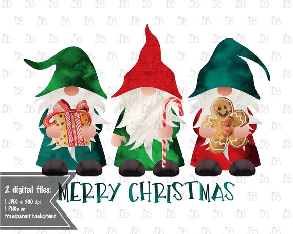 3 Christmas Gnomes Jpeg PNG graphic Sublimation Instant | Etsy