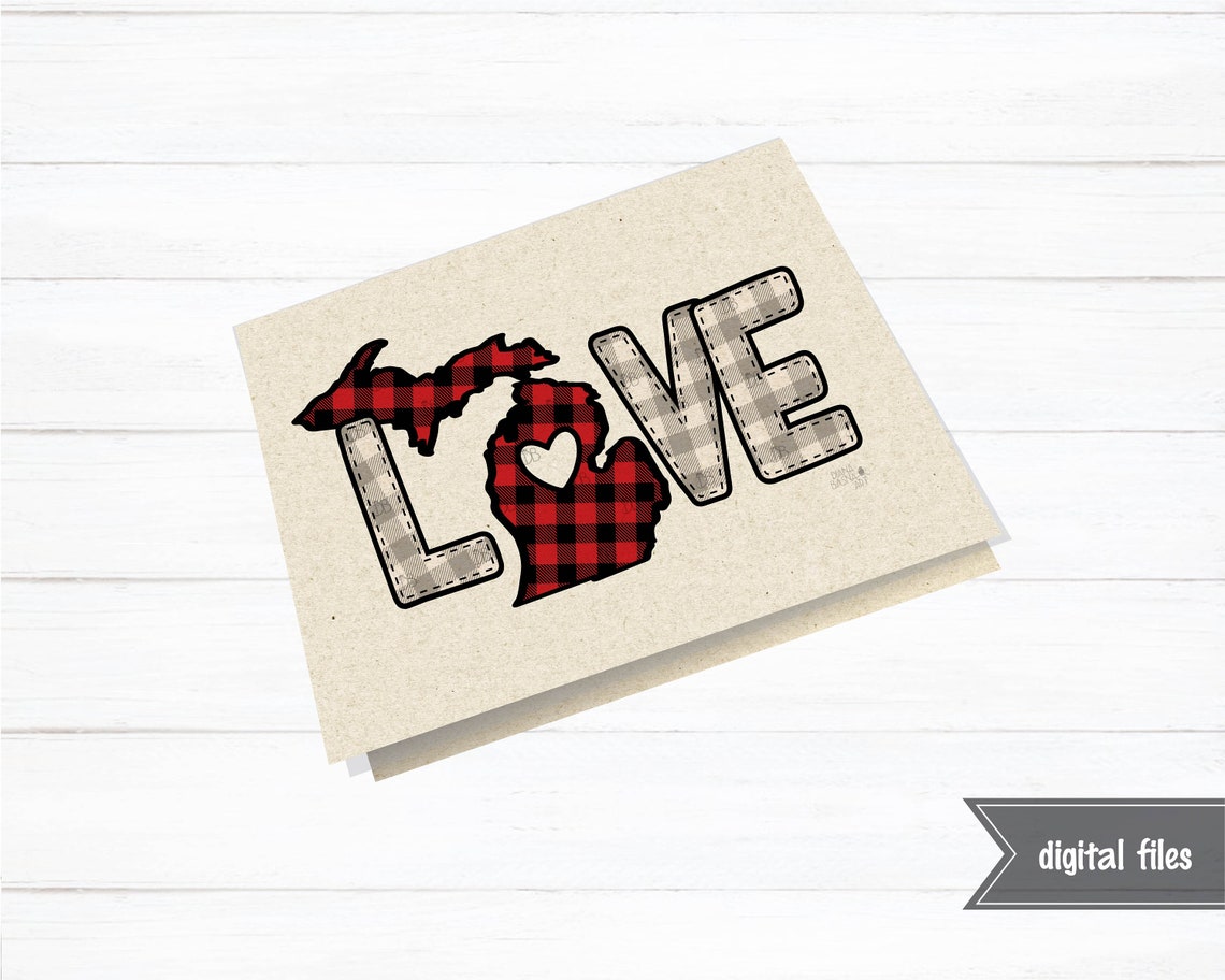 Love Michigan State Buffalo Plaid Sublimation Graphic - Etsy