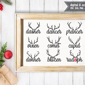 Santa's Reindeer Names Svg - INSTANT DIGITAL DOWNLOAD - Christmas Decal ...