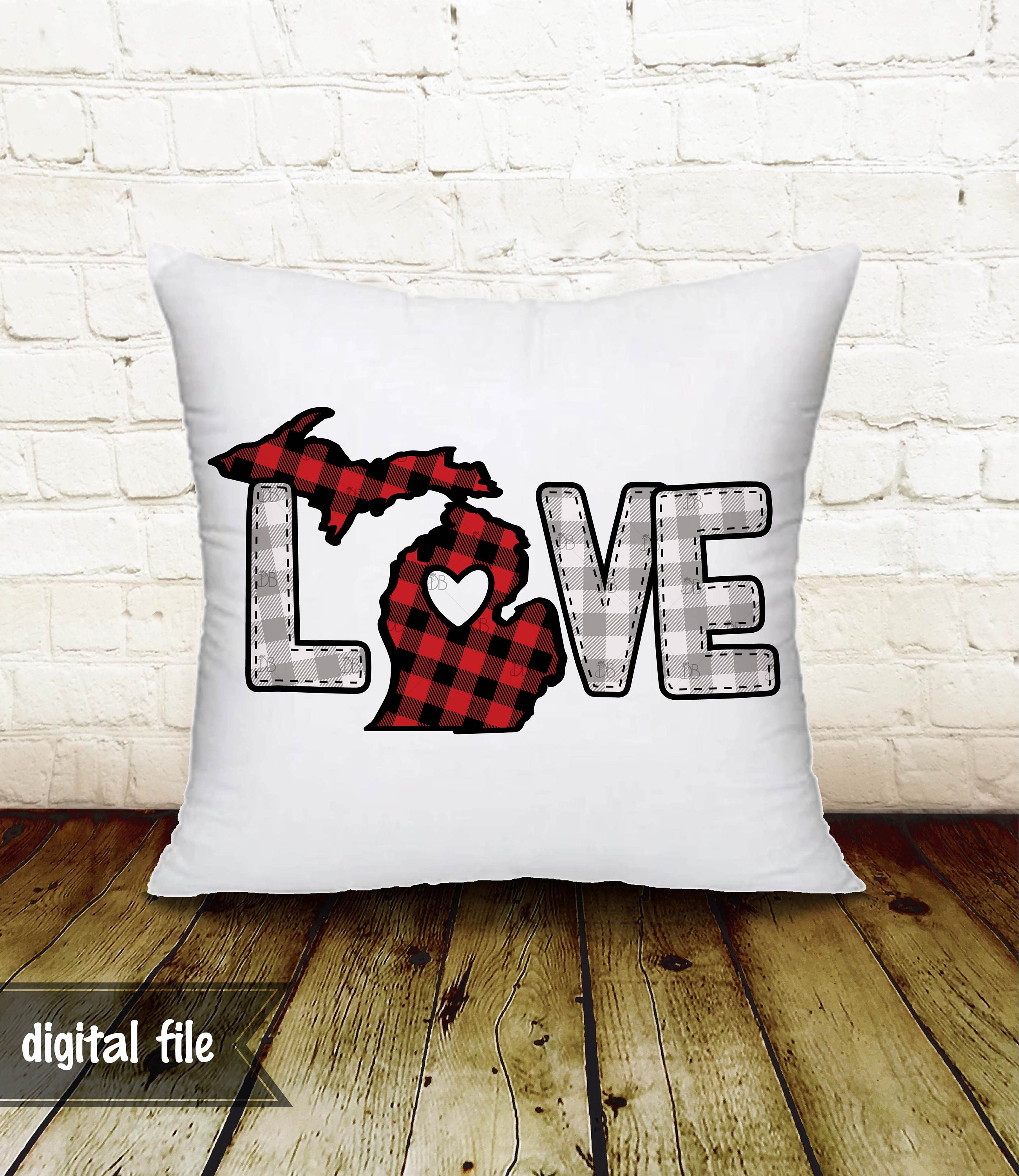 Love Michigan State Buffalo Plaid Sublimation Graphic - Etsy