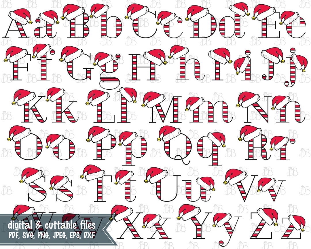 Santa Hat Alphabet Svg Cut File - INSTANT DIGITAL DOWNLOAD - Capital ...