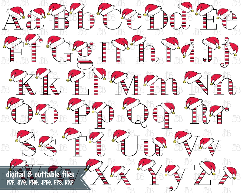 Santa Hat Alphabet Svg Cut File INSTANT DIGITAL DOWNLOAD - Etsy