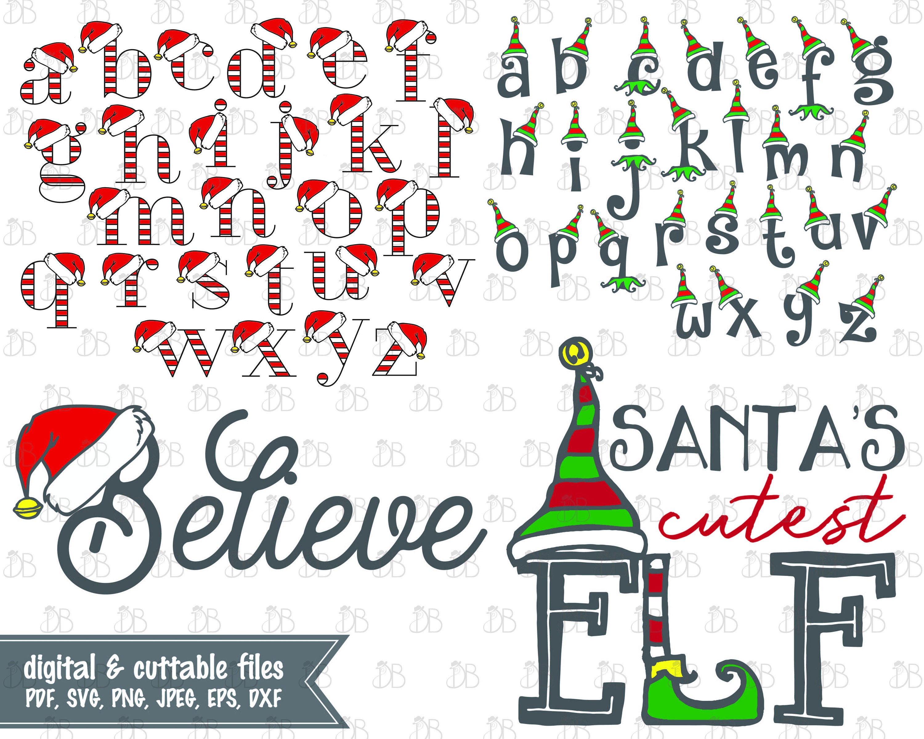 Santa Hat Alphabet Elf Alphabet Believe Santa's Cutest - Etsy