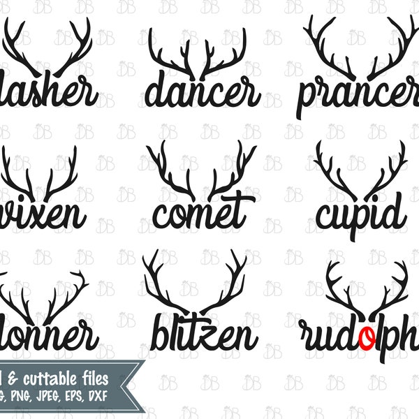 Reindeer Names Svg - Etsy