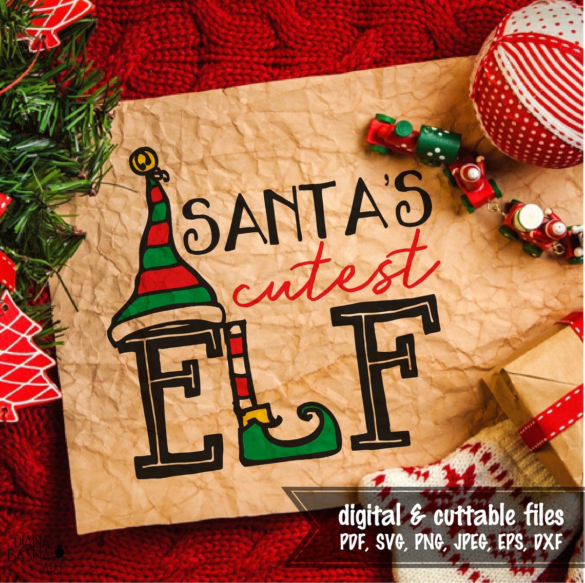 Santa's Cutest Elf Svg Cut File INSTANT DIGITAL DOWNLOAD | Etsy
