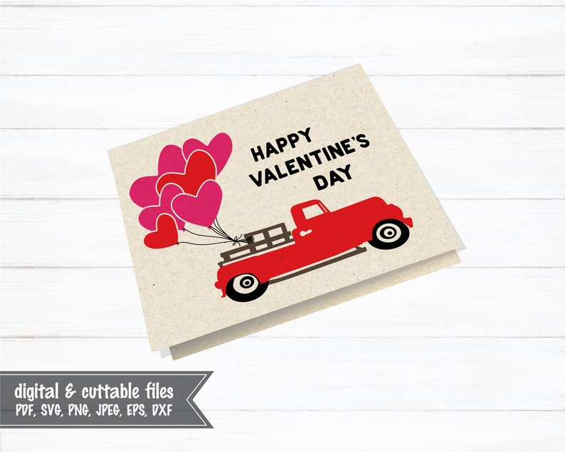 Vintage Red Truck Valentine's Day Graphic INSTANT | Etsy