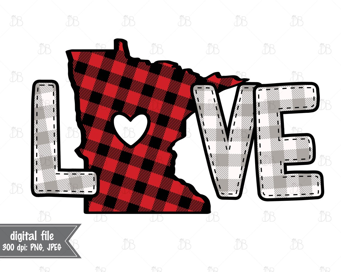 Love Minnesota State Buffalo Plaid Sublimation Graphic - Etsy