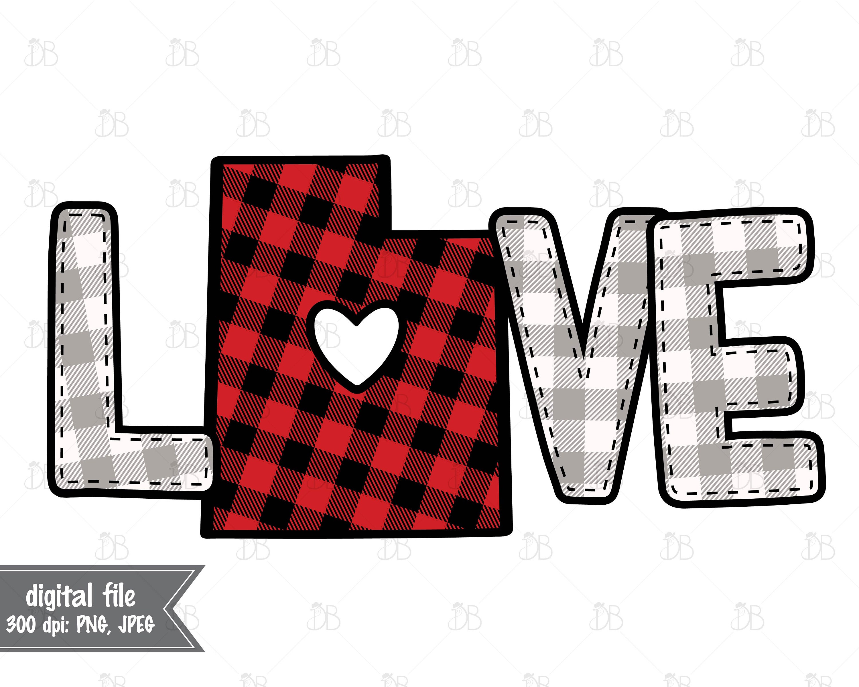 Love Utah State Buffalo Plaid Applique Sublimation Graphic - Etsy