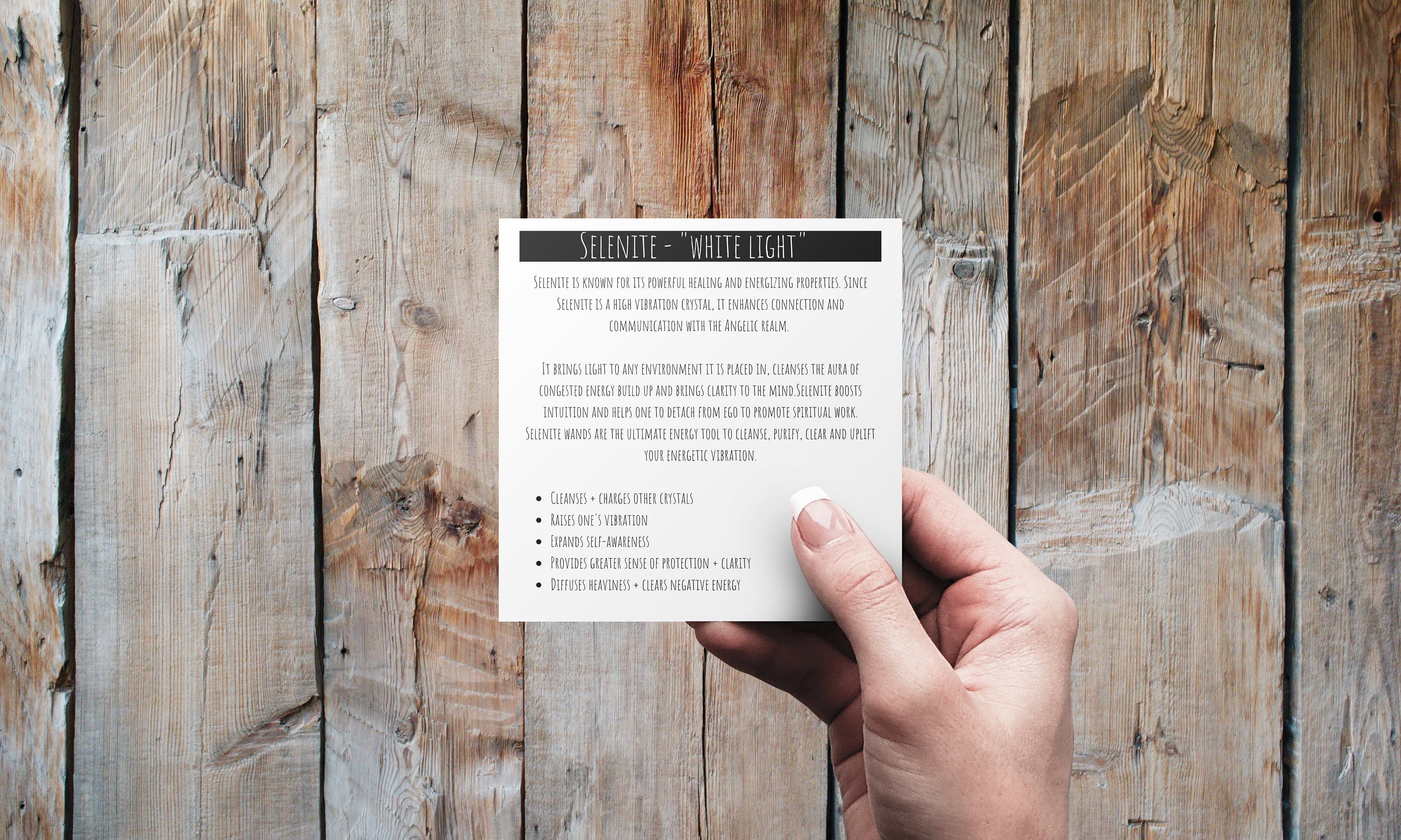 Selenite Cleansing Crystal Printable Crystal Card for Gift - Etsy