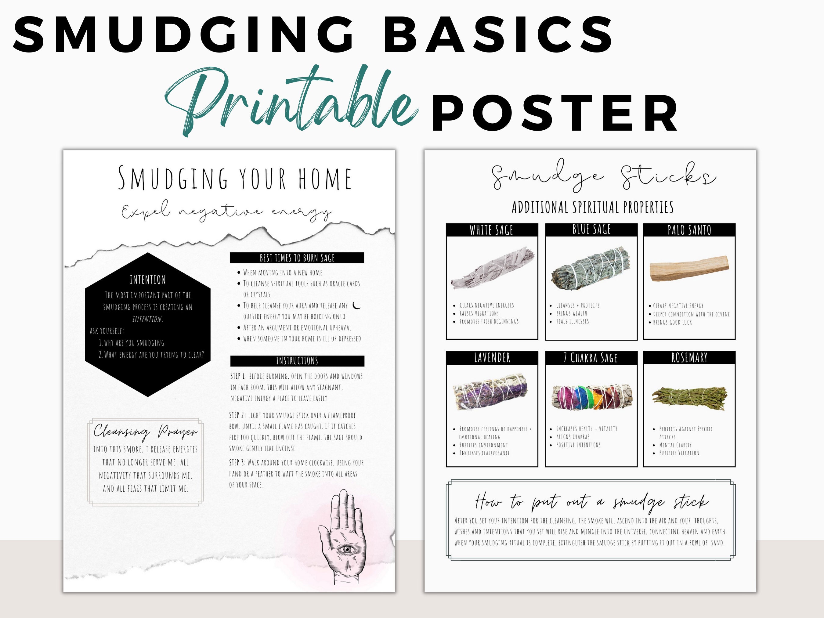 Basics of Smudging Your Home Printable Poster Smudging | Etsy