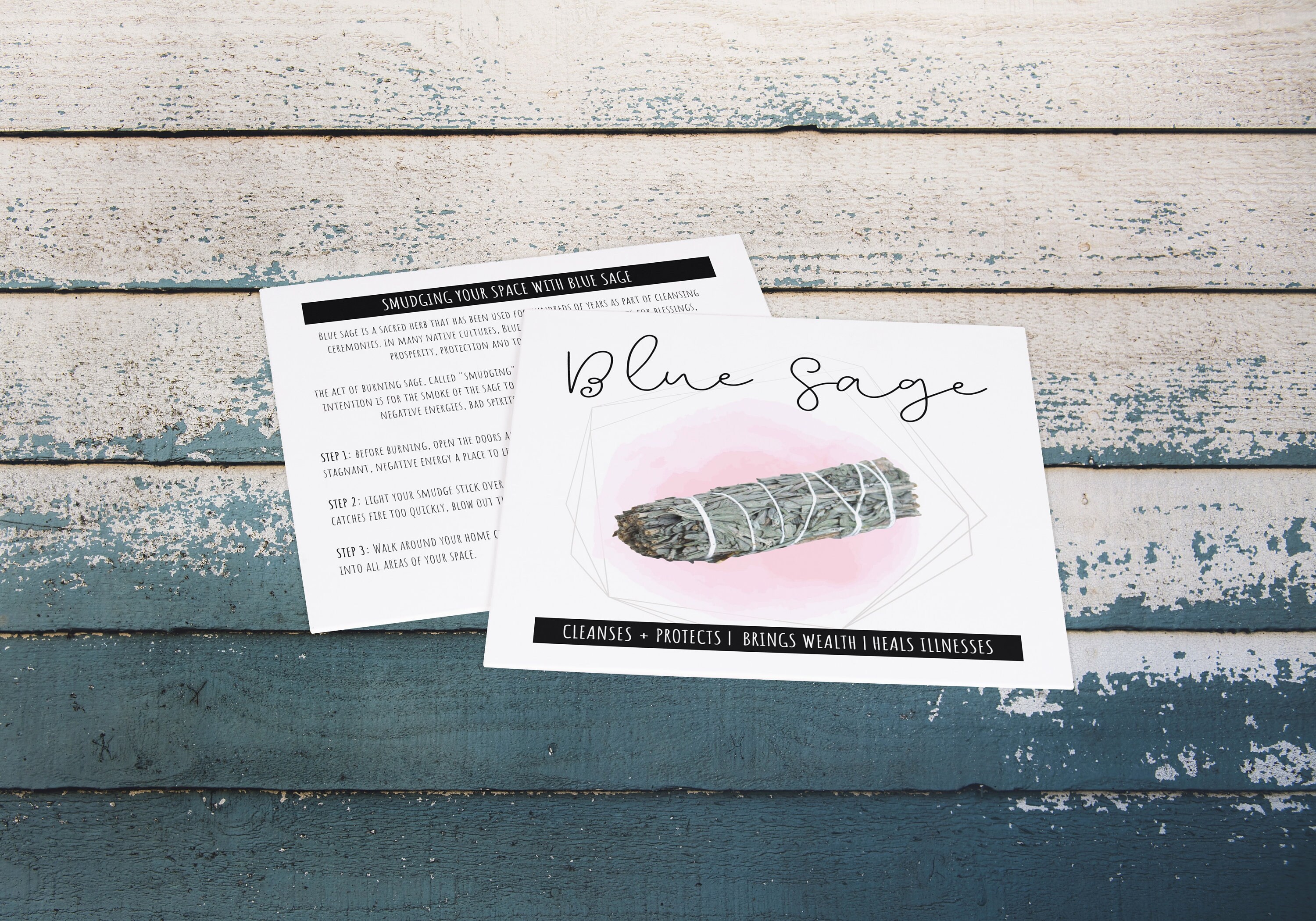 Blue Sage Smudging Card Printable Label for Gift Packaging - Etsy
