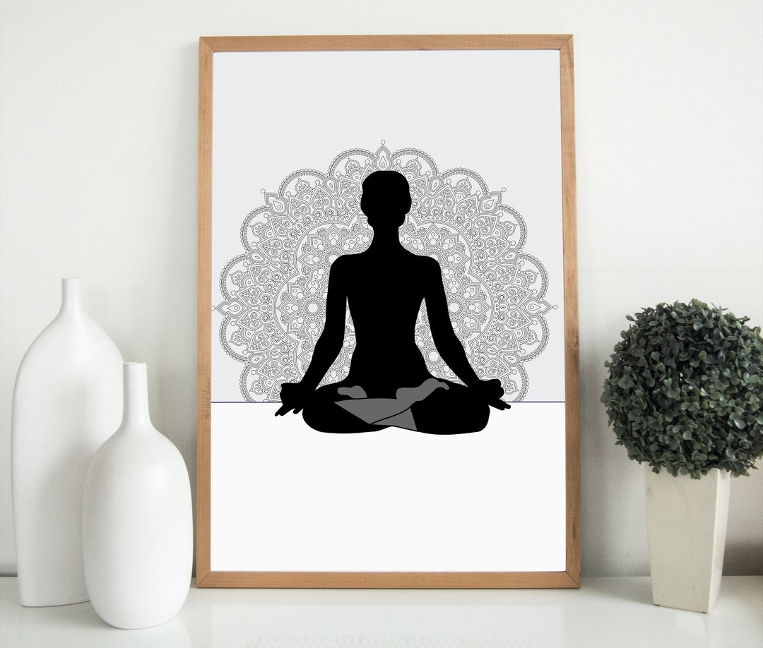 Decoración de pared imprimible Mandala gris / Arte de pared para sala ...