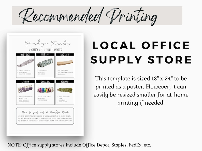 Smudging Basics Printable Poster: Sage, Palo Santo Guide (instant ...